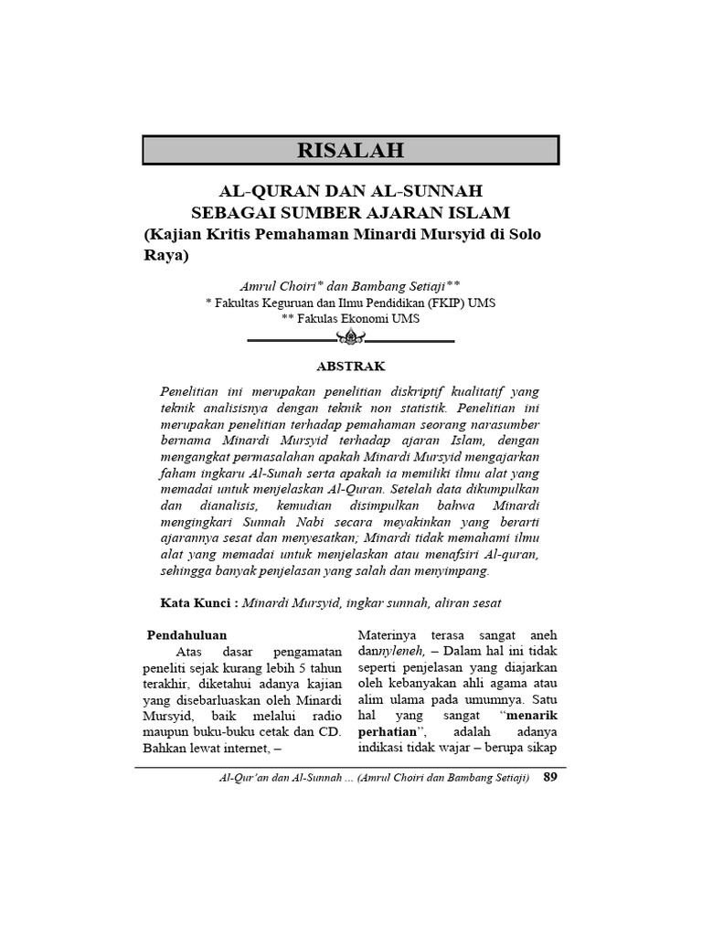 1 - Al-Quran Dan Al-Sunnah Sebagai Sumber Ajaran Islam | PDF