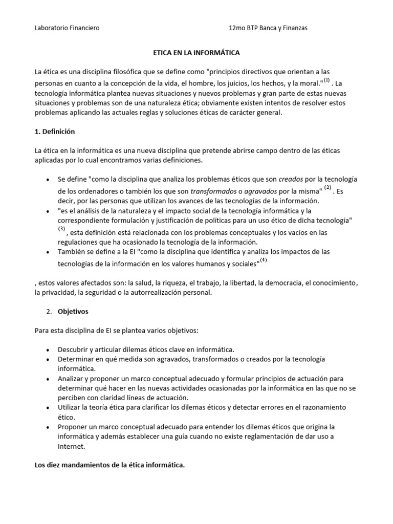 Ética en la Informática: Principios Clave | PDF | Informática | Moralidad