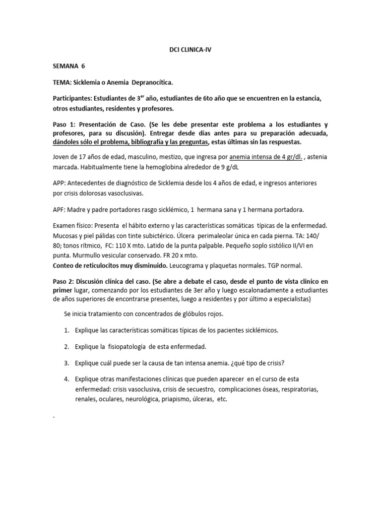 Sicklemia - Semana 6 | PDF | Anemia | Epidemiología