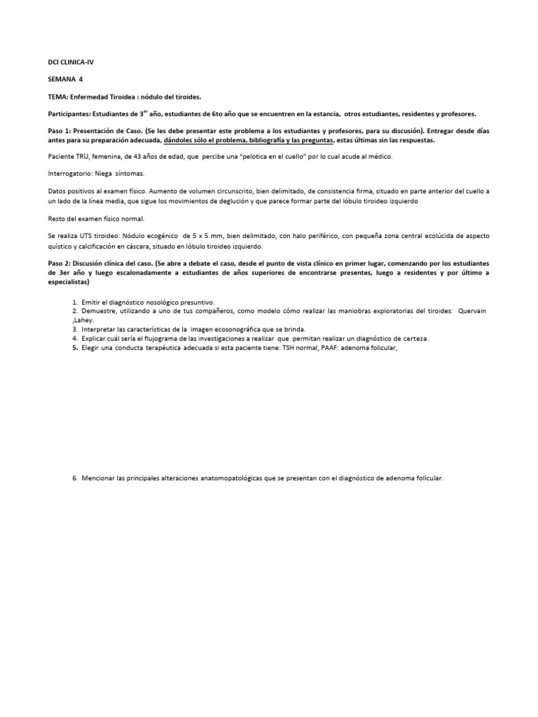 Discusión Clínica: Nódulo Tiroideo | PDF | Tiroides | Diagnostico medico
