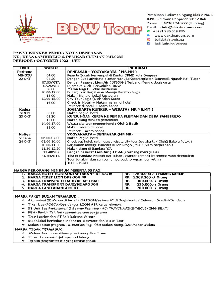 Paket Kunker Jogja DPMD Kota 22-23 Oct 2023 | PDF