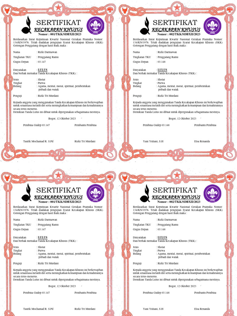 Sertifikat TKK | PDF