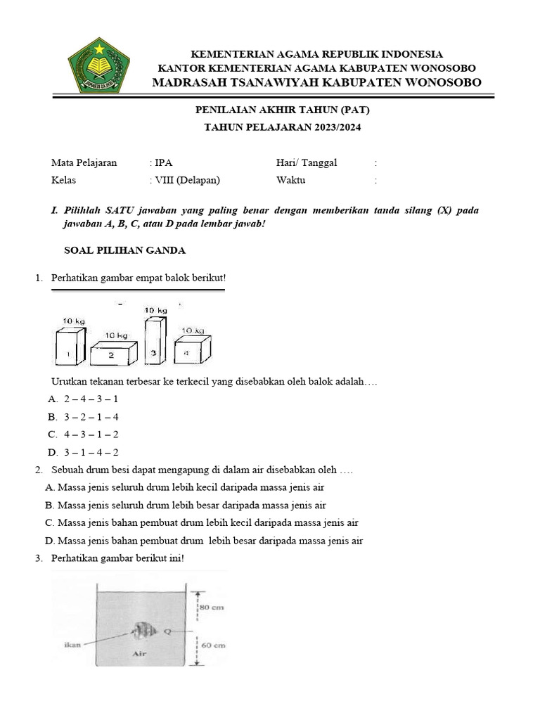Soal CBT Pat Ipa Kelas 8 TH 2023-2024 Sem Genap | PDF | Seni