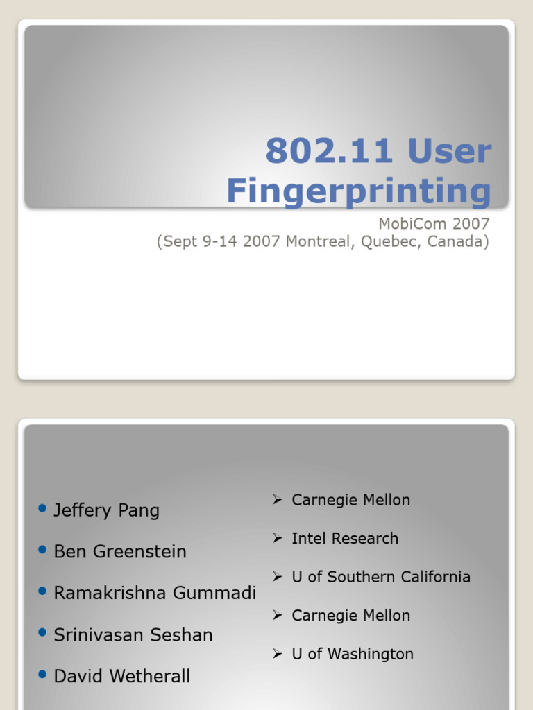 802.11 User Fingerprinting Analysis | PDF | Accuracy And Precision ...