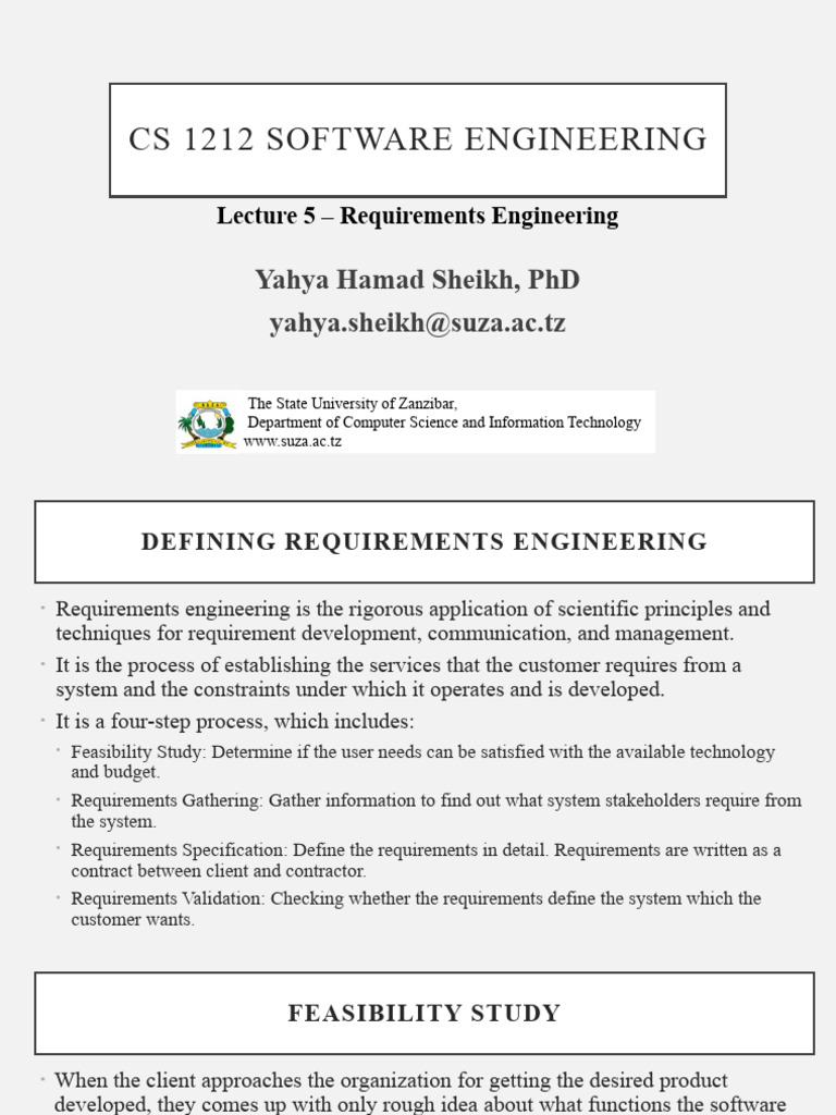 CS 1212 Lecture 5 | PDF | Feasibility Study | Specification (Technical Standard)