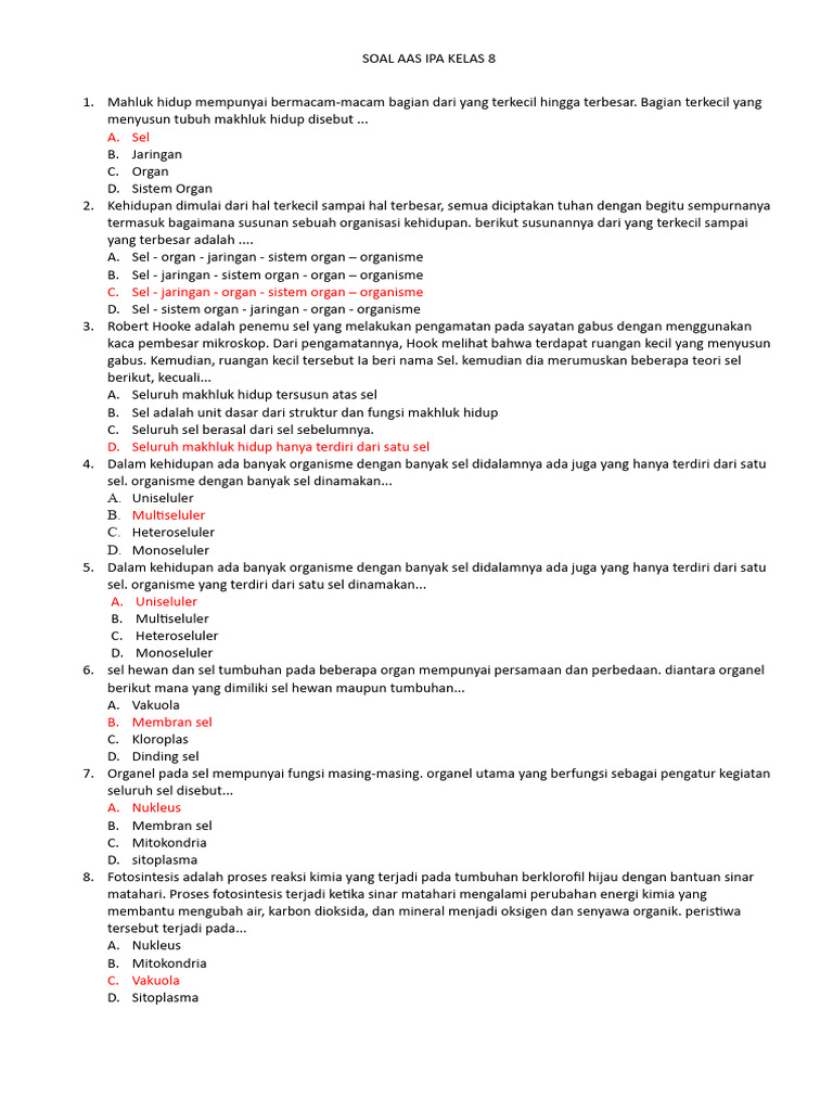 Soal Aas 8 | PDF | Kesehatan Holistik