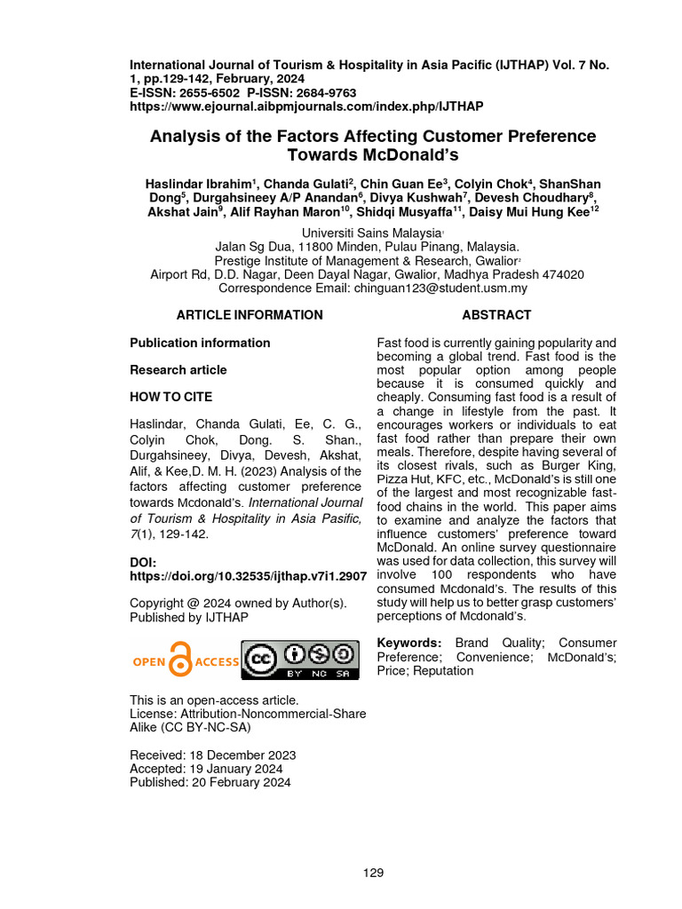 Analysis of The Factors Affecting Customer Prefere | PDF | Consumer Behaviour | Brand