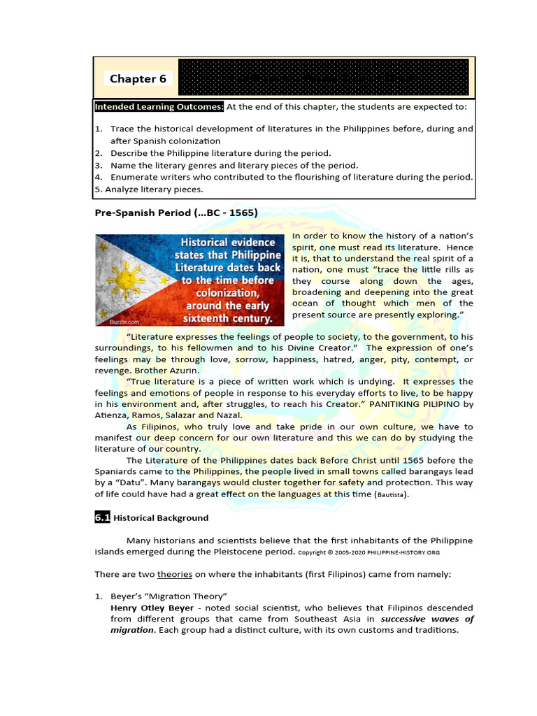 Chap 6 Pre Spanish Period | PDF | Epic Poetry