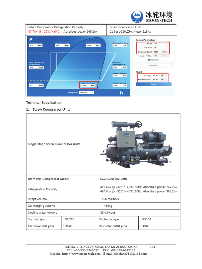 Moon Tech Technical Data Sheet For 430Kw | PDF