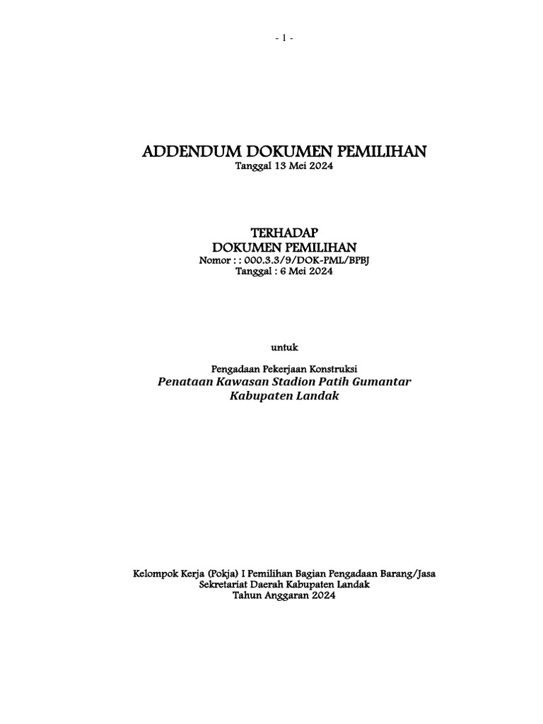 Addendum Dokumen Pemilihan - 9 | PDF