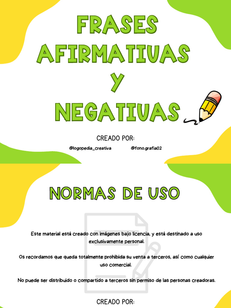 Frases Afirmativas y Negativas | PDF
