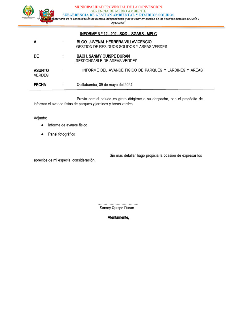 Informe de Parques y Jardines | PDF | Residuos | Impacto humano en el medio ambiente