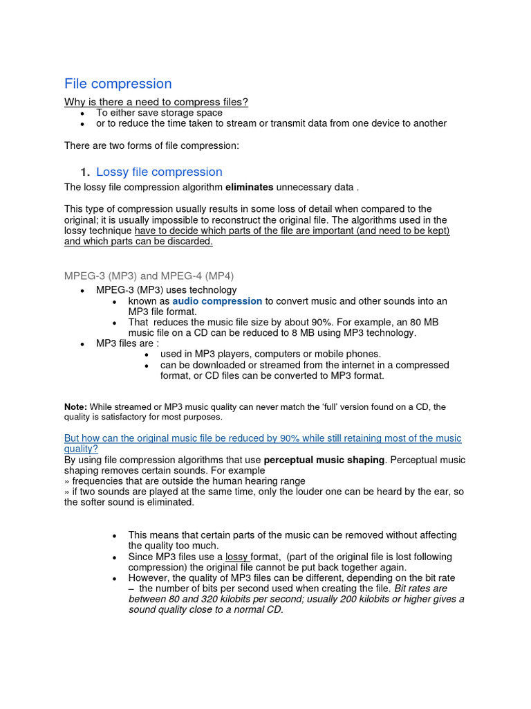 File Compression | PDF | Data Compression | Mp3