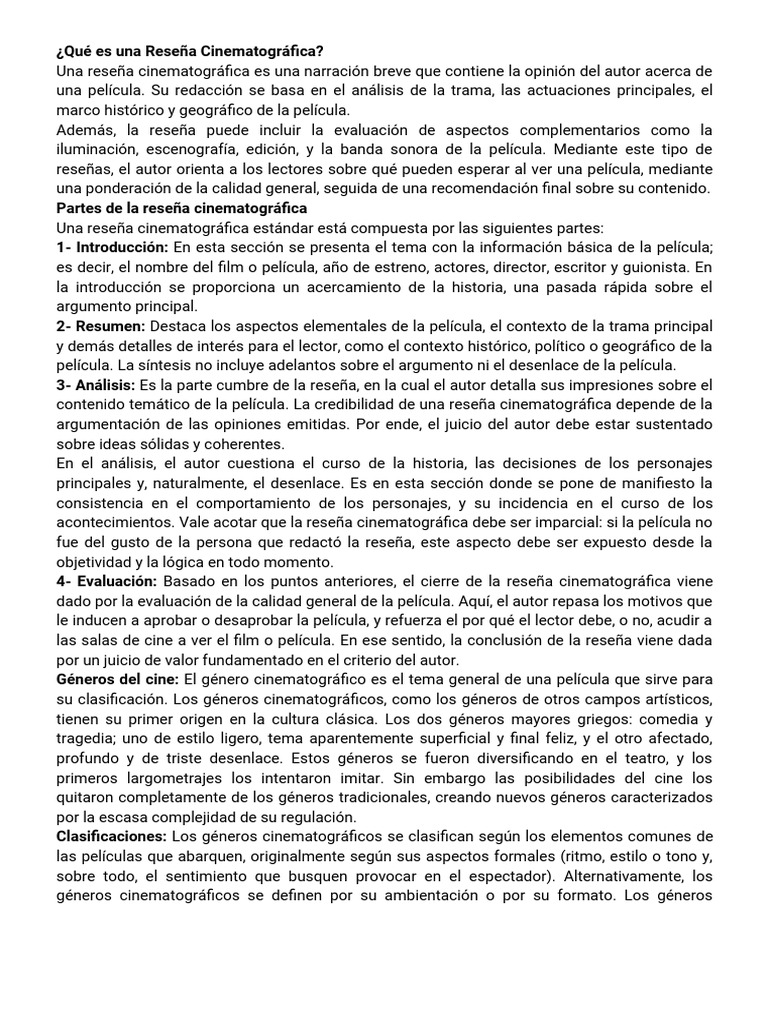 Guía Completa de Reseñas Cinematográficas | PDF