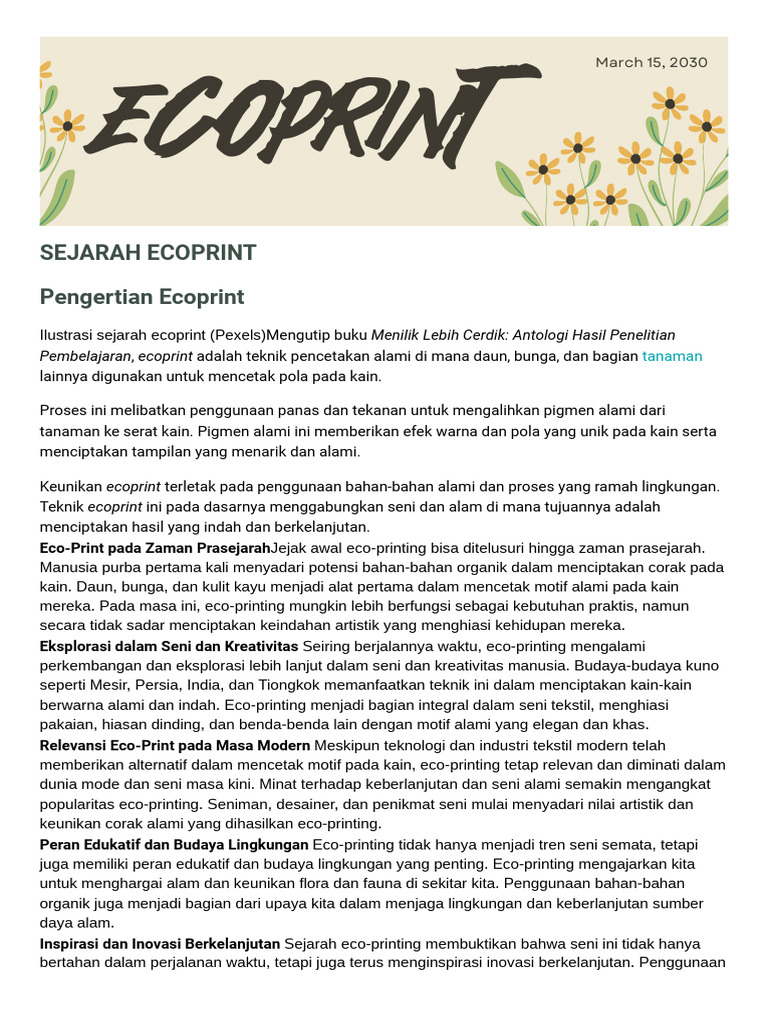 Sejarah Ecoprint | PDF | Seni