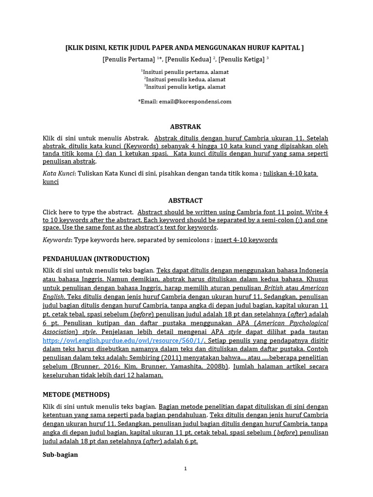 FullPaper Format-Template Karya Tulis | PDF