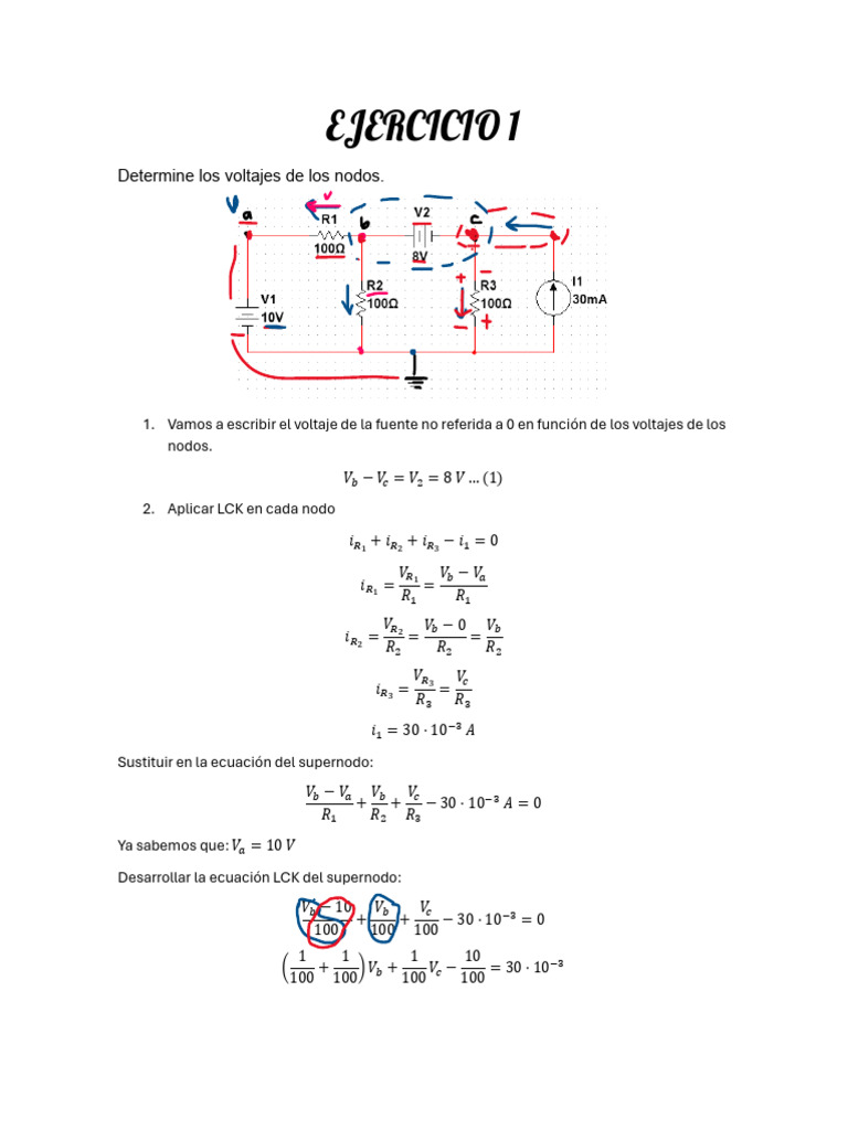 Cálculo de Voltajes y Corrientes en Circuitos | PDF | Red eléctrica ...