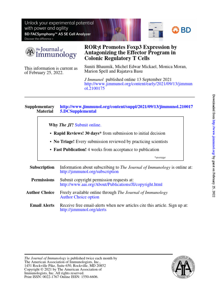 RORt Promotes Foxp3 Expression by Antag | PDF | Inflammatory Bowel ...