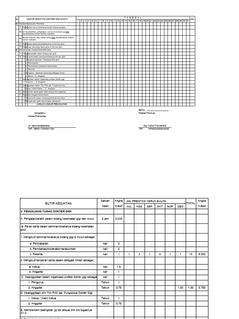 Contoh Format Lengkap Dupak DRG | PDF