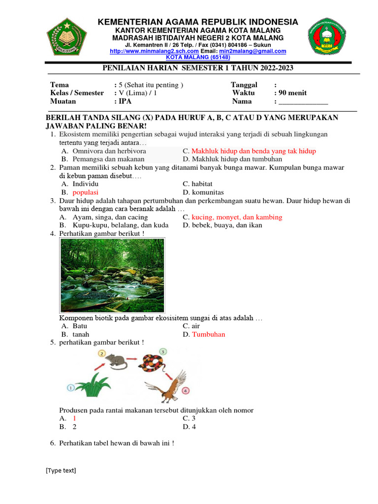 Soal PH Ipa Tema 5 | PDF