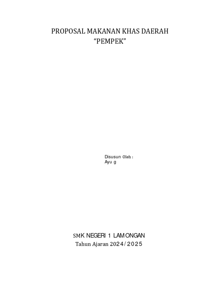 Contoh Proposal Makanan Khas Daerah Mpekpek | PDF | Bisnis | Memasak ...