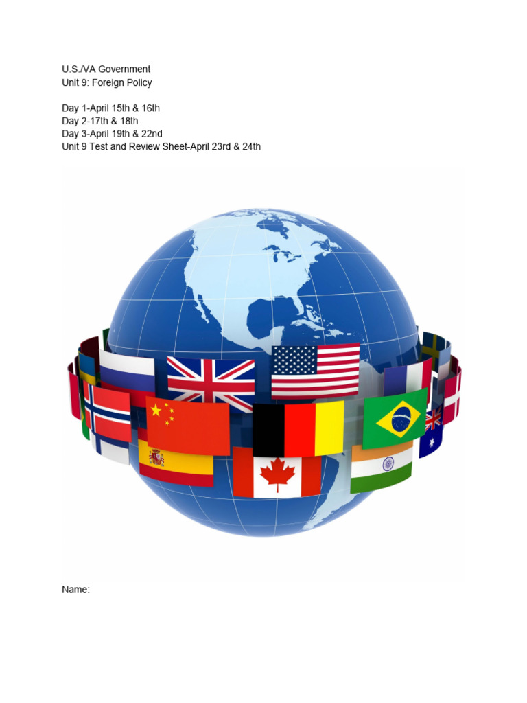 Unit 9 - Foreign Policy Packet | PDF | Foreign Policy Of The United ...