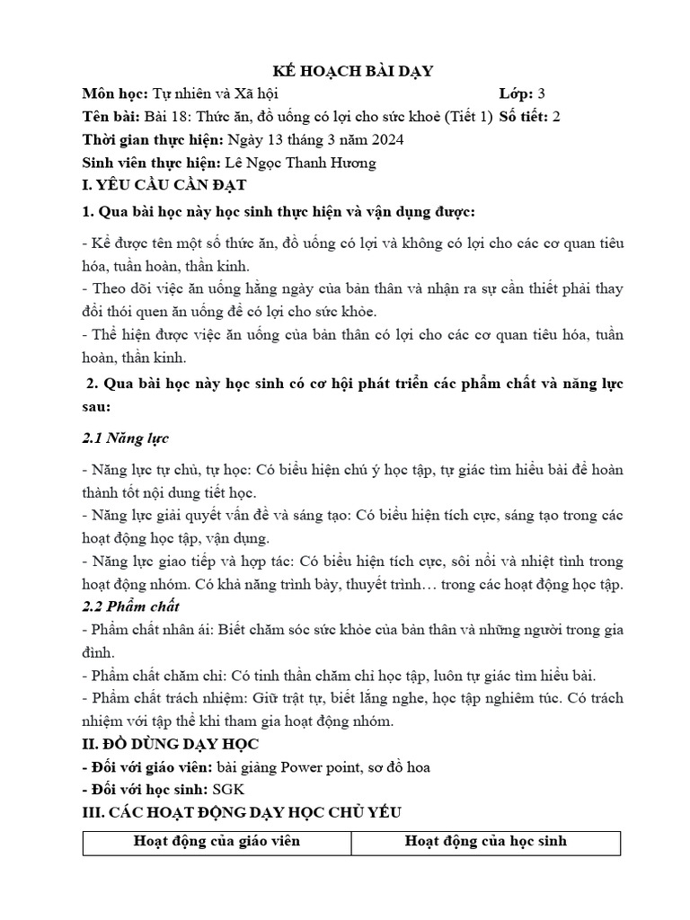 TNXH 3 - THỨC ĂN ĐỒ UỐNG CÓ LỢI CHO SỨC KHỎE | PDF