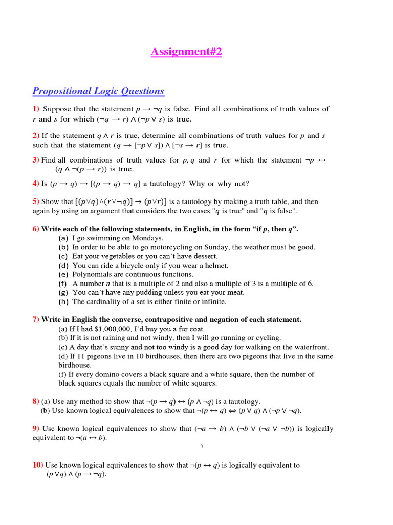 Assignment#2 | PDF | Boolean Algebra | Teaching Mathematics