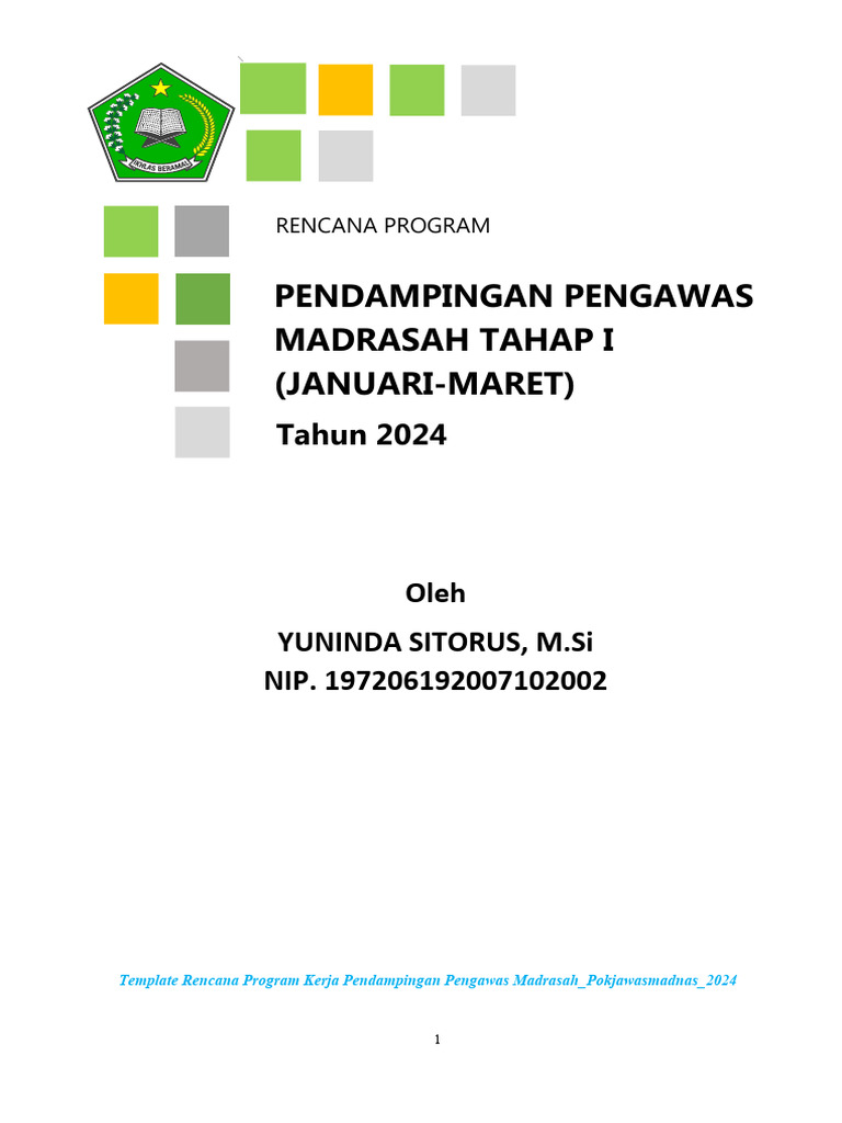 Rencana Kerja-Pendampingan Pengawas-Madrasah 2024 Tahap-I | PDF | Karier & Perkembangan