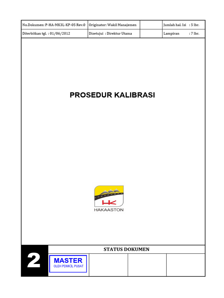 Form Prosedur Kalibrasi | PDF