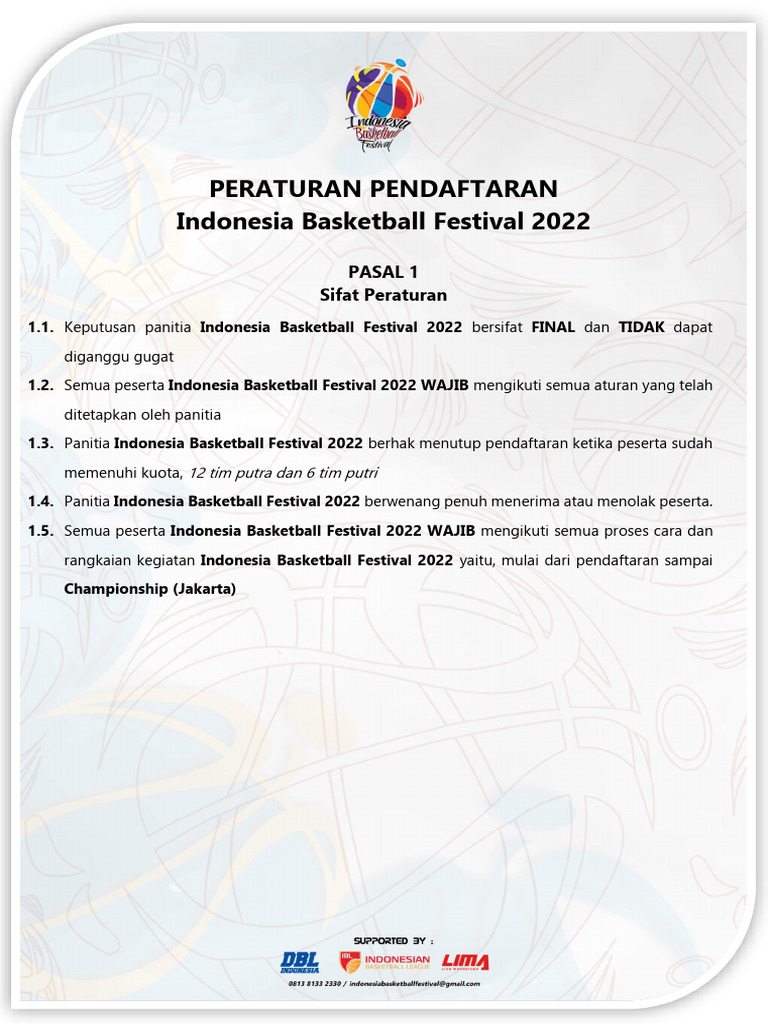 (NEW V1) Peraturan Pendaftaran IBF 2022 | PDF