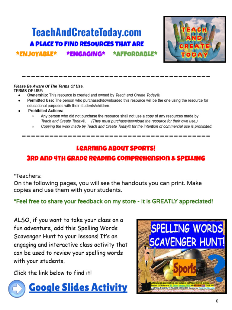 Google Slides Activity: A Place To Find Resources That Are | PDF | Sports