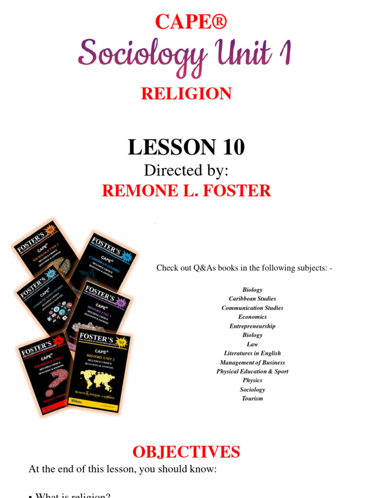 Sociology Unit 1 - Lesson 10 Religion | PDF | Rituals | Max Weber
