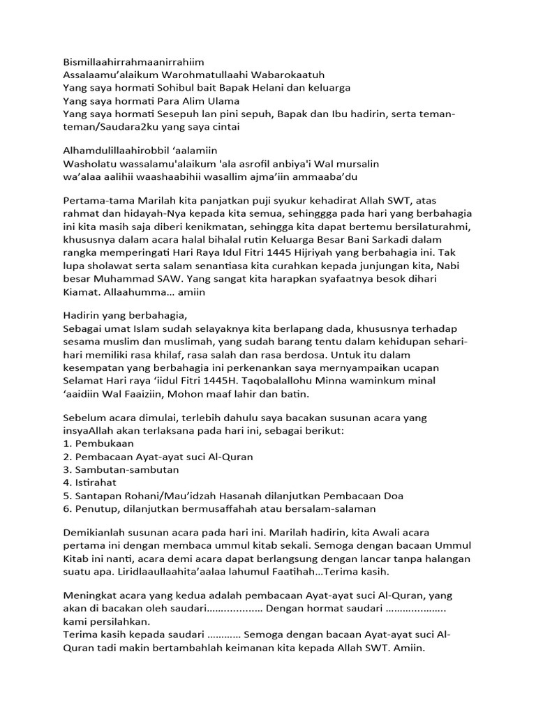 Teks MC Acara Halal Bihalal | PDF