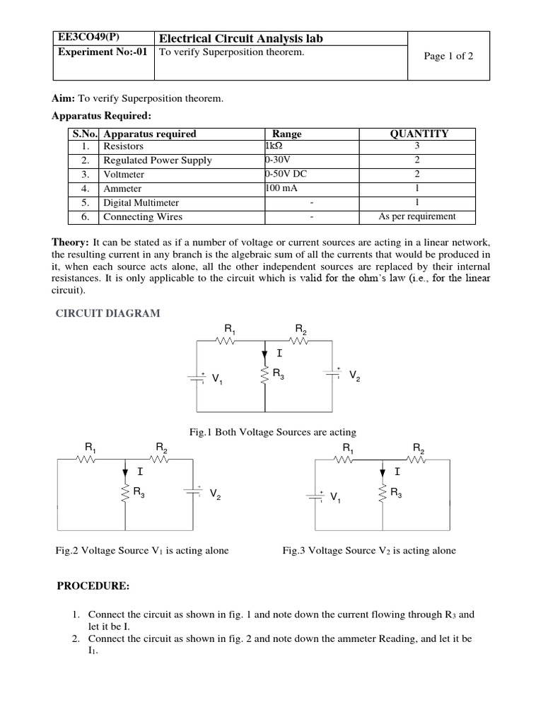 Ee3co49 Lab Exp1 | PDF | Electrical Network | Voltage