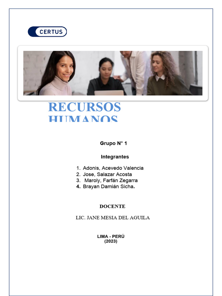 Recursos Humanos - Texma - Informe - Grupo1 | PDF | Gestión de recursos ...