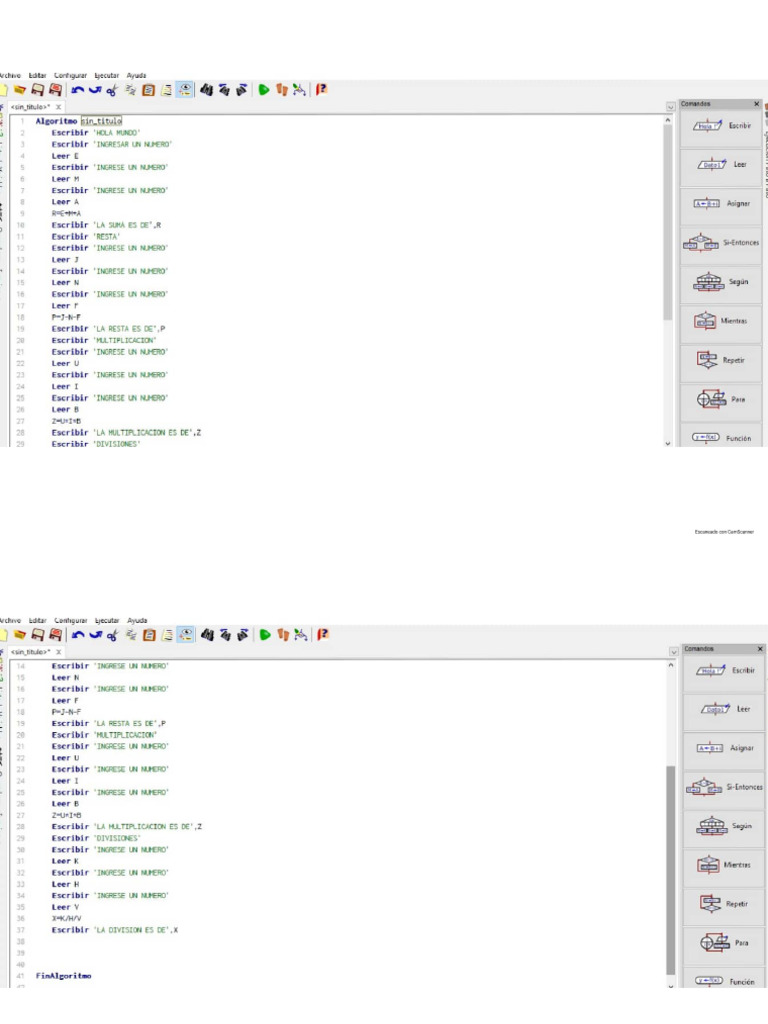 Suma, Resta, Multiplicacion y Division, Programacion | PDF