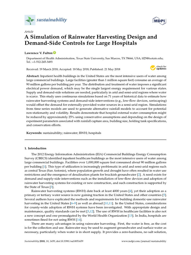 A Simulation of Rainwater Harvesting Design and | PDF | Water | Groundwater