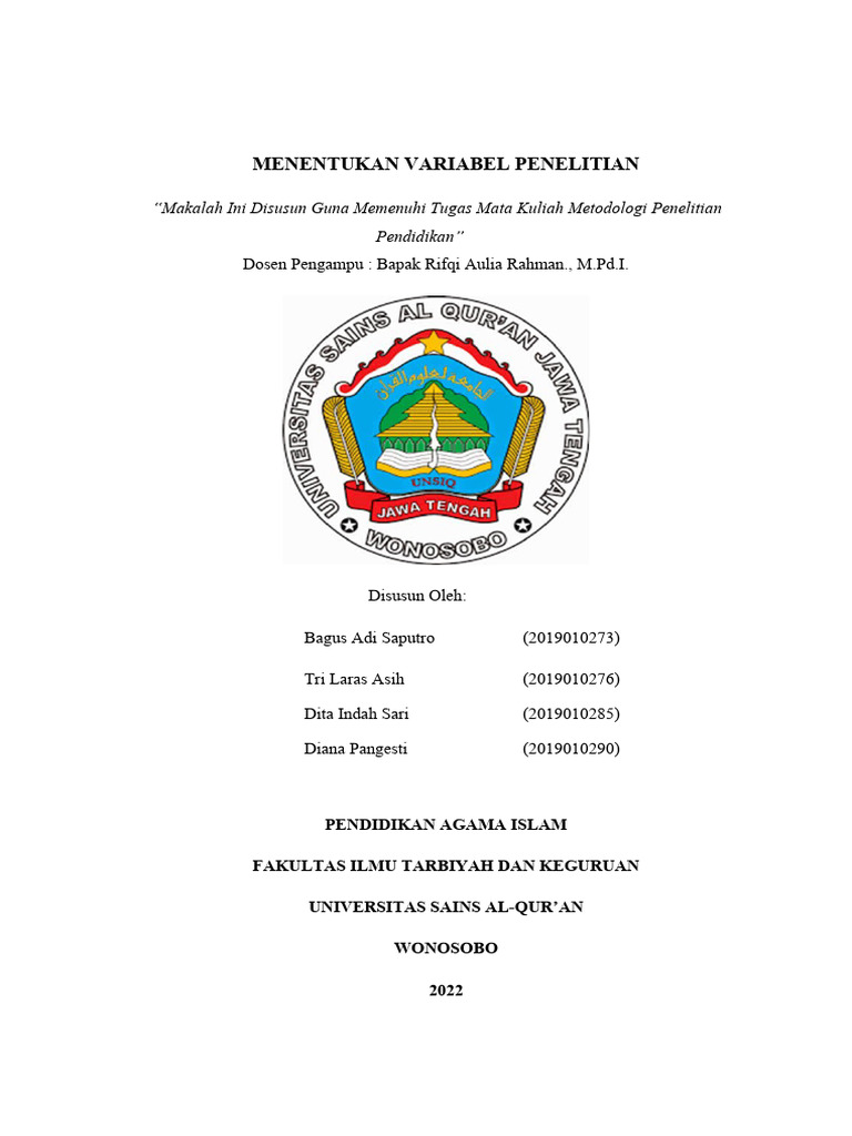 Makalah Variabel Kelompok 4 | PDF | Seni | Sains & Matematika
