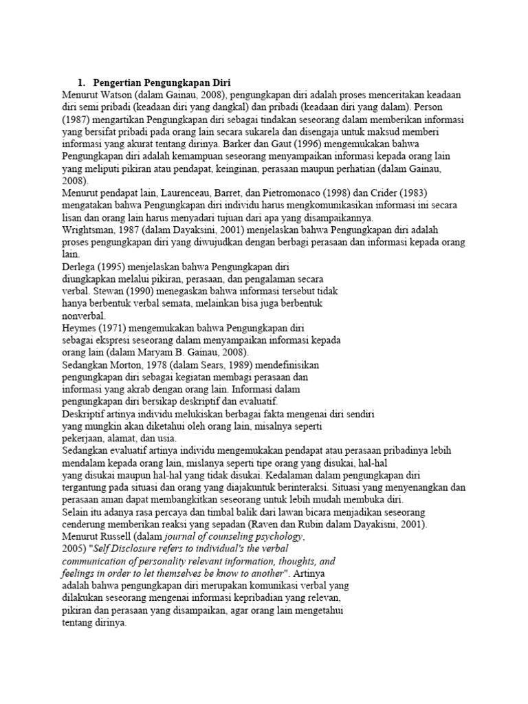 Pengertian Pengungkapan Diri Dan Faktor | PDF