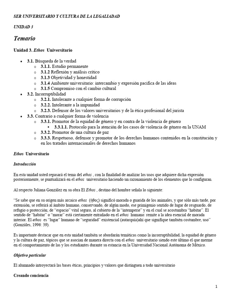 ETHOS UNIVERSITARIO UNIDAD 3 SUCL | PDF | Conocimiento | Corrupción ...
