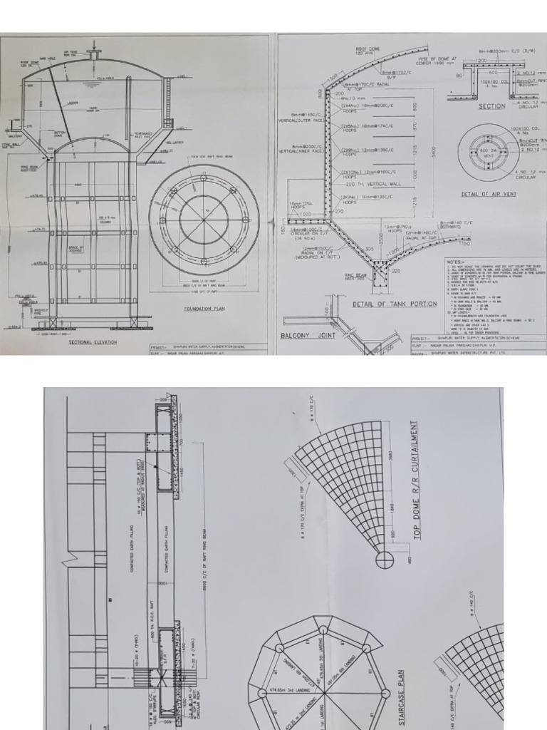 Intze Tank Reinforcement Reference | PDF