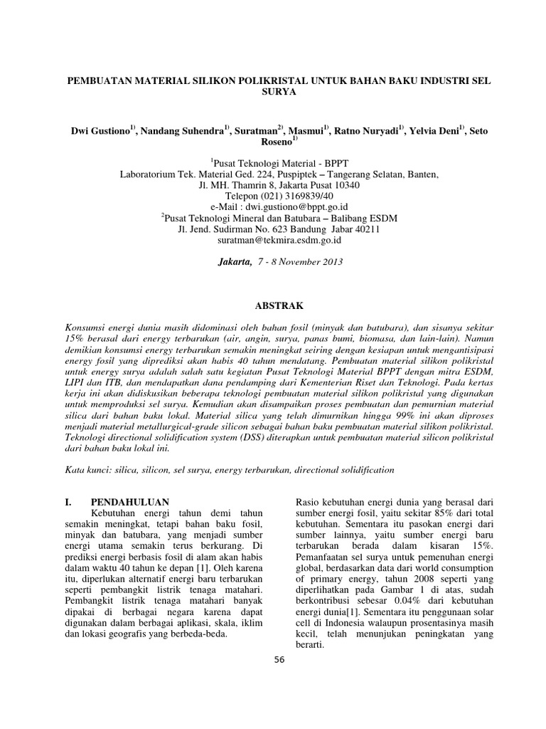 Silika Untuk Sel Surya (Solar Cell) | PDF