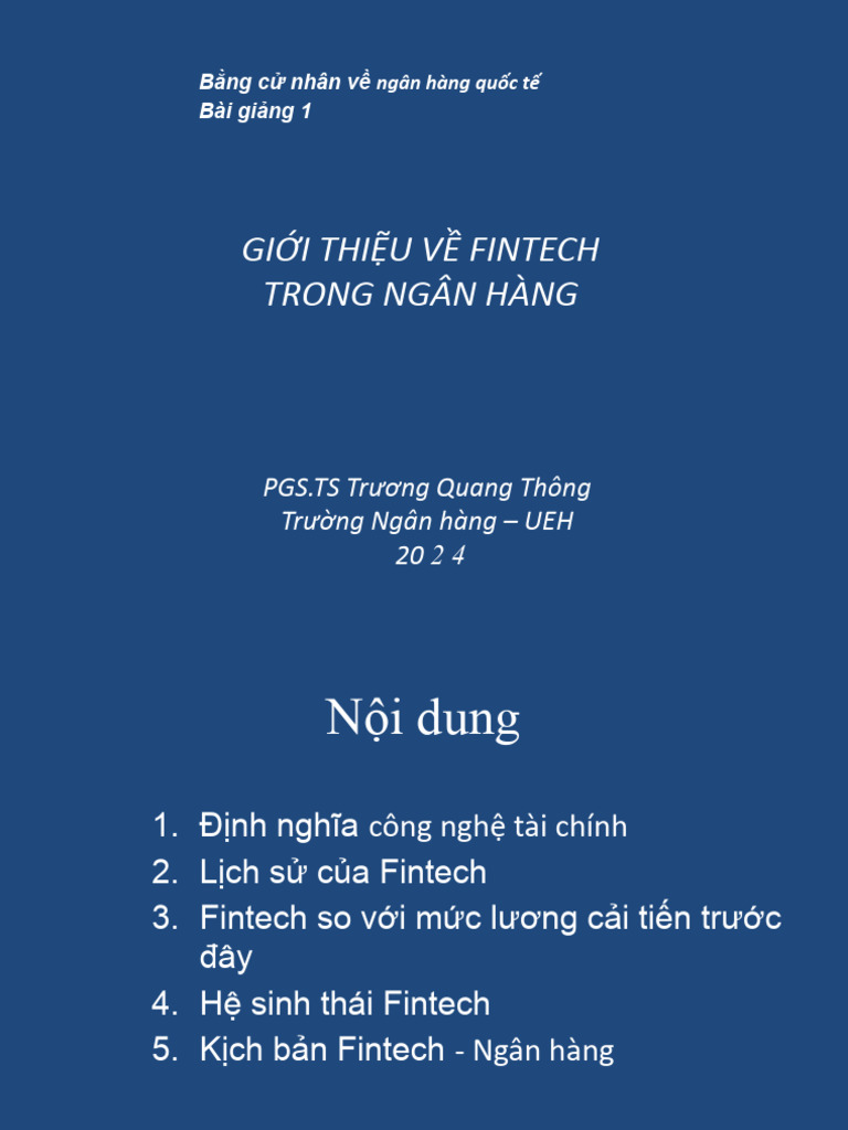 Lecture 1 Overview On Fintech | PDF