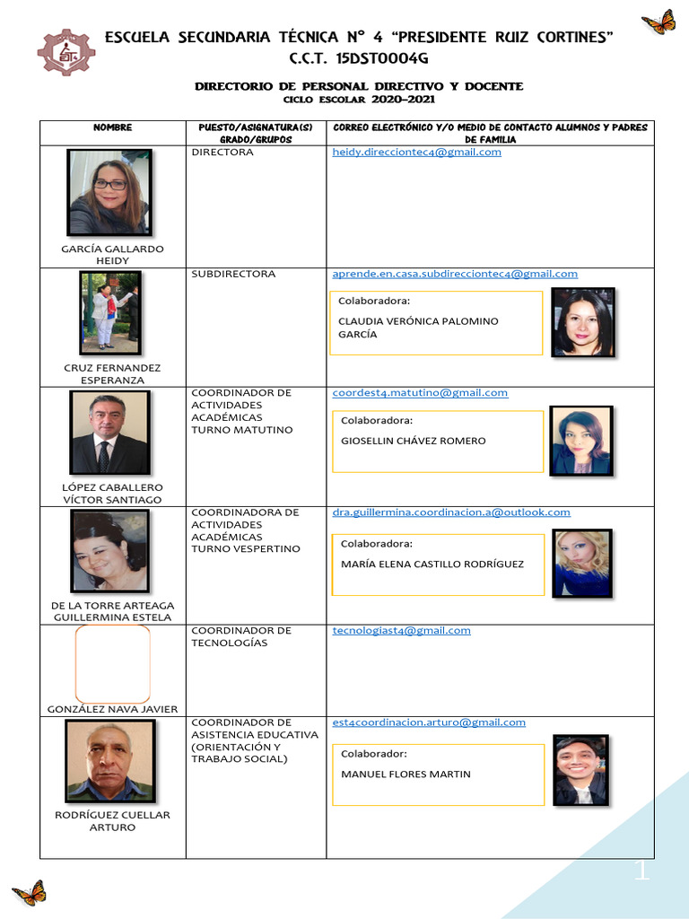 Directorio Est4 31ago2020 | PDF | Educación Secundaria