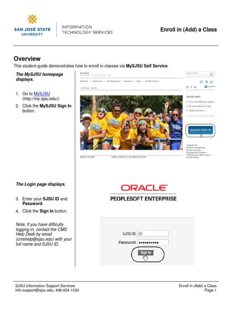 How to Enroll in SJSU Classes Online | PDF | Cyberspace | World Wide Web