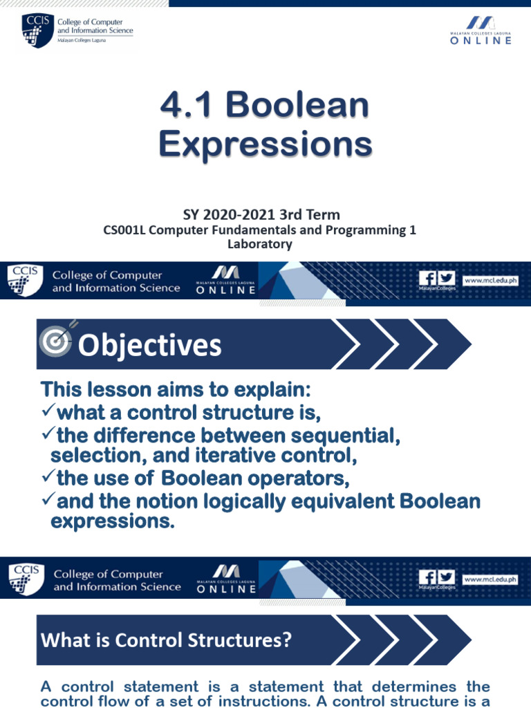 4.1 Boolean Expresssions | PDF | Computers | Technology & Engineering