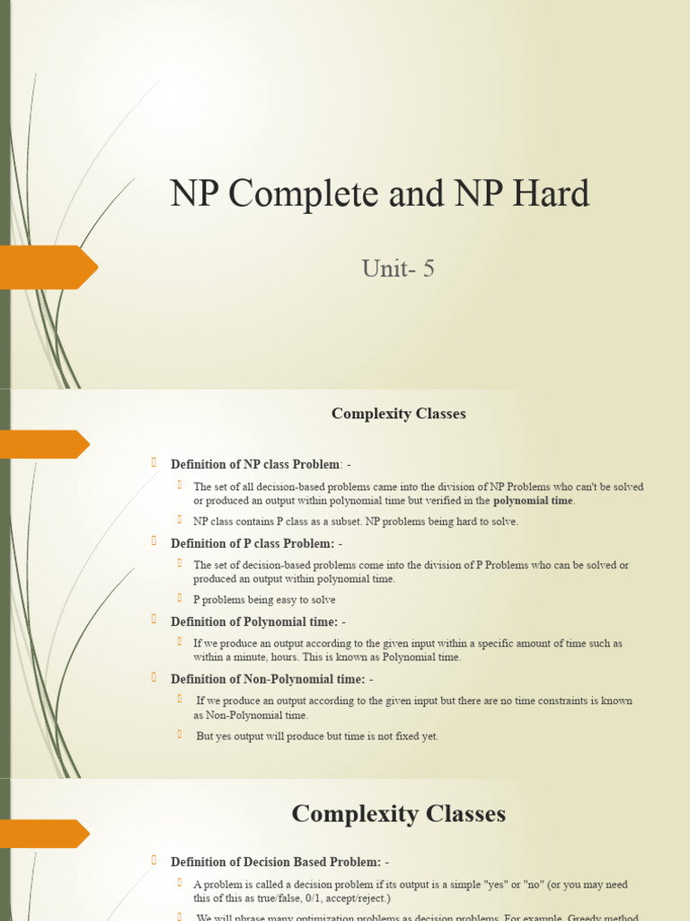 Unit 5 Pdf Time Complexity Computational Complexity Theory
