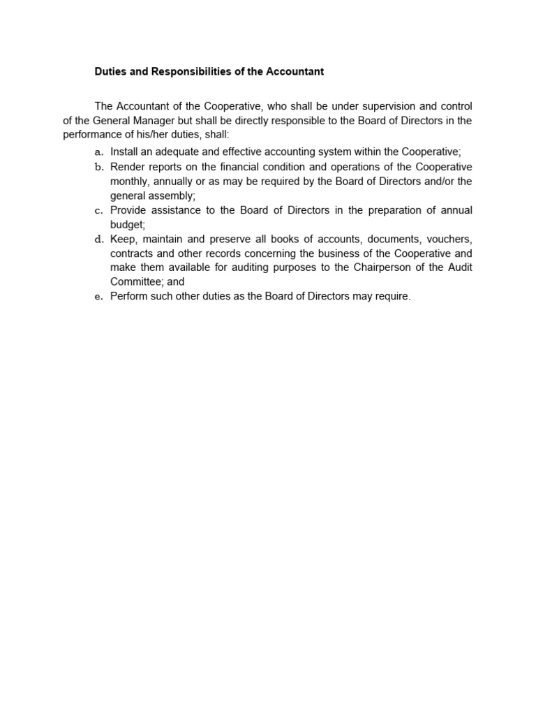 Duties and Responsibilities of The Accountant | PDF