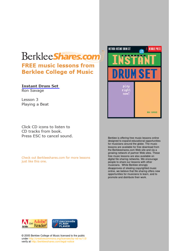 Drum Paper - Berklee Basic Beats For Drumset | PDF | Drum Kit | Musicology